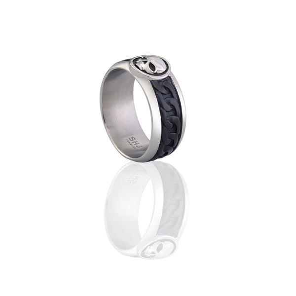 Buy Obsidian Link Skull Band Ring - For the Adventure Ahead | Steel ...